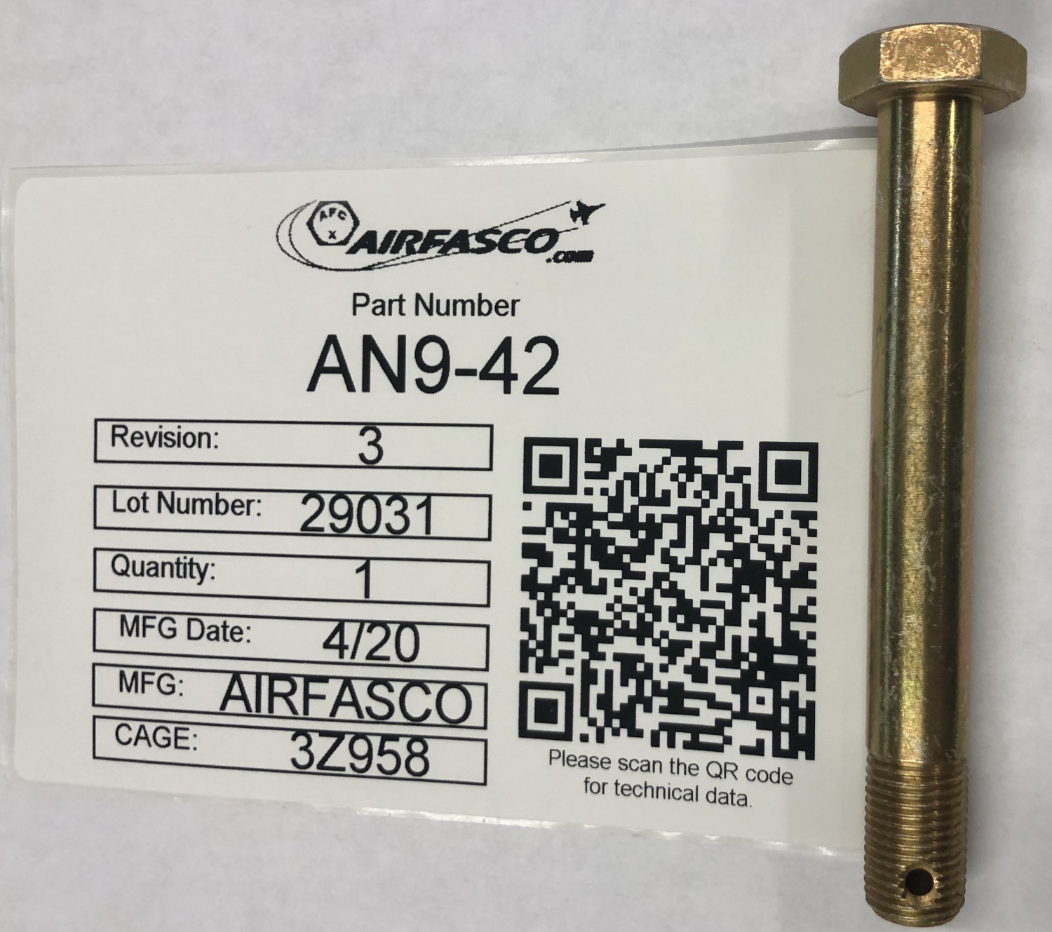 AN9-42 | Aircraft Bolts - AIRFASCO